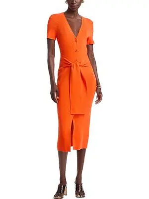 TOCCIN Agnes Knit Button-front Midi Dress - Flame