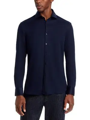 Canali Cotton & Lyocell Jersey Sportshirt - Navy