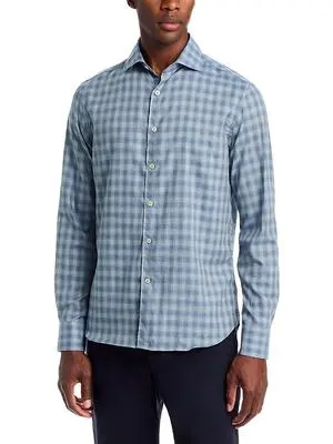 Canali Soft Plaid Sportshirt Light Blue