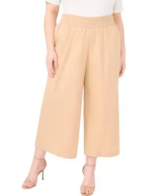 CECE DUPRAZ Smocked Waist Crop Wide Leg Pants - Toffee