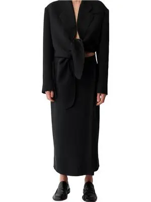 Calvin Klein Hallie Wrap Midi Skirt - Black