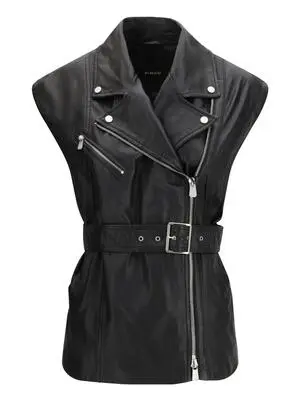 Pinko Leather Biker Vest - Black