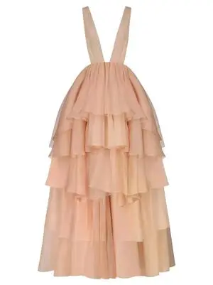 TEMILY Tiered Ruffled Maxi Gown - Pink