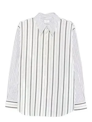 Saint Laurent Vertical-stripe Long-sleeve Shirt - White