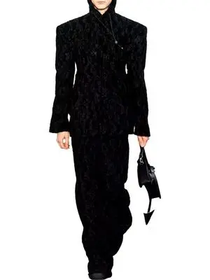 MAITRE PIERRE Textured Straight-leg Trousers - Black