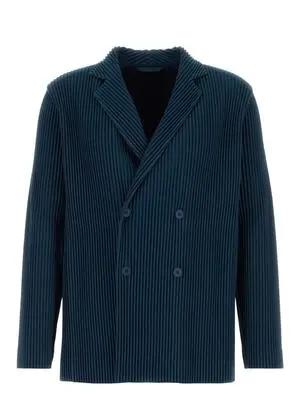 Issey Miyake Navy Polyester Blazer - Blue