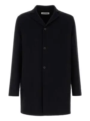 JIL SANDER Midnight Cashmere Blend Coat - Blue