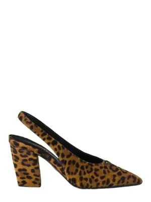 Prada Printed Calf Hair Slingback Pumps - Brown