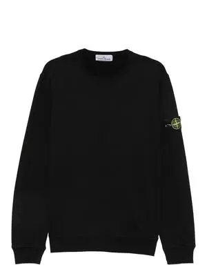 Stone Island Crew Neck Cotton Jersey Sweatshirt - Black