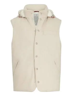 Brunello Cucinelli Bonded Wool Flannel Down Vest With Detachable Hood - Multicolor