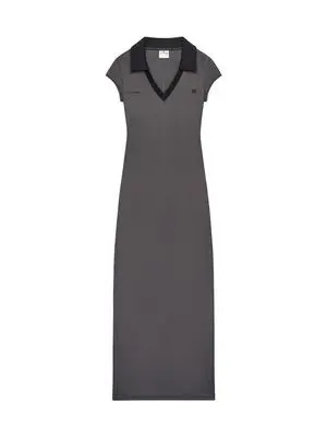 COURREGES Courrèges Cotton Sports Polo Long Dress - Gray