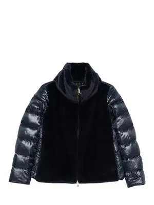 Herno Ultralight Padded Jacket With Faux Fur Inserts - Blue