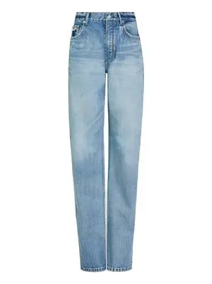 Alaïa Straight Leg Denim Pants - Blue