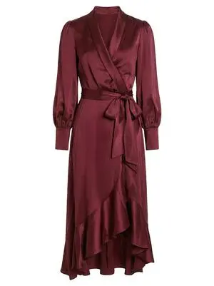 Zimmermann Silk Wrap Midi Dress - Red