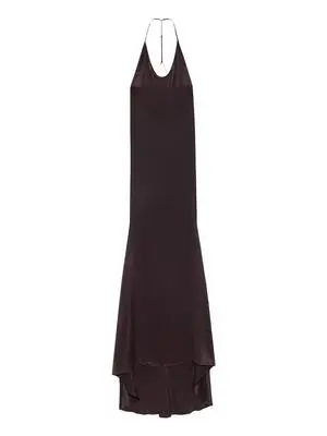 TOM FORD Peach-feel Silk Satin Halterneck Evening Dress - Brown