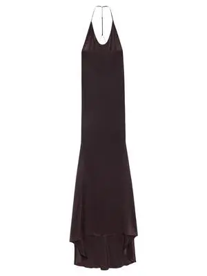 TOM FORD Peach-feel Silk Satin Halterneck Evening Dress - Brown