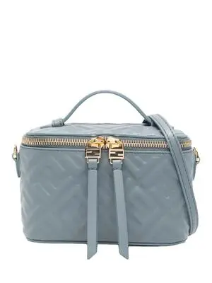 Fendi Nappa Leather Bag With Ff Motif - Blue