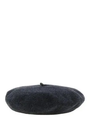 Brunello Cucinelli Precious Detail' Basque Cap In Anthracite Grey Wool - Gray