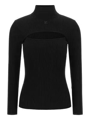 COURREGES Courrèges Ribbed Cut-out High Neck Sweater - Black