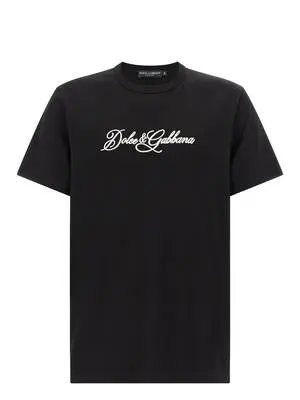 Dolce & Gabbana Dolce & Gabbana Men Logo Embroidery T-Shirt Black