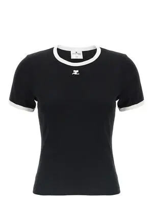 COURREGES Signature Contrast Cotton T-shirt - Multicolor