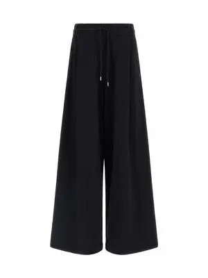 Dries Van Noten Wide Leg Cotton Jersey Pants - Black