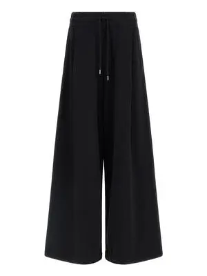 Dries Van Noten Wide Leg Cotton Jersey Pants - Black