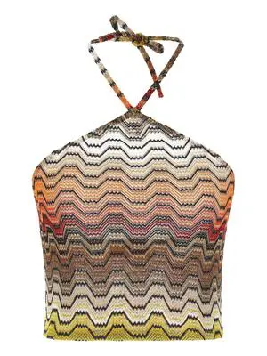 Missoni Greek Motif Halterneck Knit Top - Multicolor