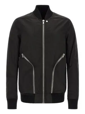 Rick Owens Heizer Flight' Bomber Jacket In Technical Cotton Blend - Black
