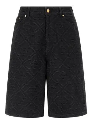 Casablanca Laser Monogram Denim Bermuda Shorts - Black