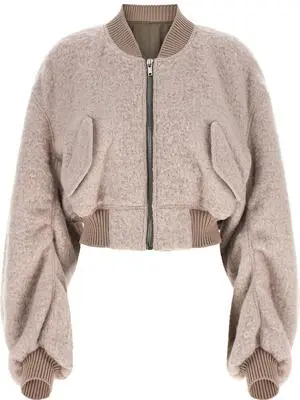 Rick Owens Cropped Flight Bomber Jacket In Alpaca And Wool Blend - Pink