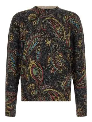 Etro Paisley Patterned Crew Neck Wool Sweater - Multicolor