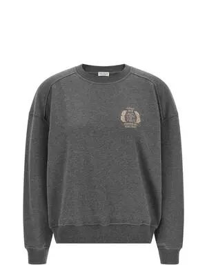 Brunello Cucinelli Embroidered Coat Of Arms Sweatshirt - Gray