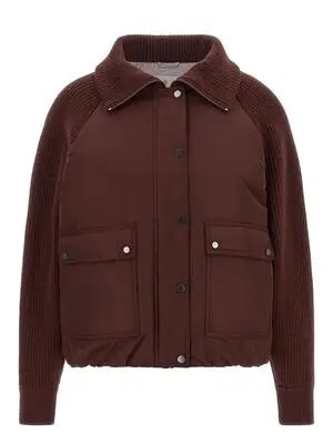 Brunello Cucinelli Quilted Down Jacket With Monile Detail - Multicolor