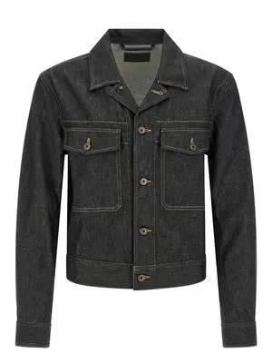 LEMAIRE Trucker Jacket In Cotton - Blue