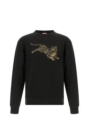 Kenzo Jumping Tiger Sequin And Bead Embroidered Sweatshirt - Black