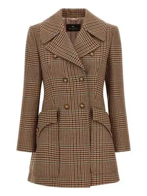 Etro Prince Of Wales Check Wool Coat - Brown