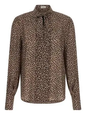 BRUNELLO CUCINELLI BRUNELLO CUCINELLI Pure Silk Lavallière Collar Shirt With Abstract Polka Dots