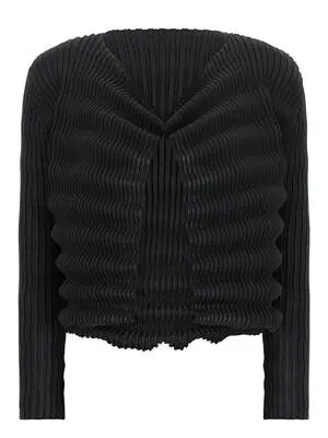 Issey Miyake Spring Pleats Sculptural Cardigan - Black