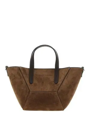 Brunello Cucinelli Bc Duo' Mini Handbag In Suede And Leather - Brown