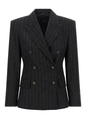 BRUNELLO CUCINELLI Brunello Cucinelli Pinstripe Sequined Double-Breasted Blazer
