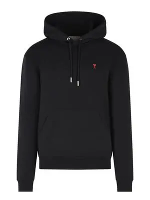 AMI Paris Cotton Sweatshirt With Embroidered Logo - Black