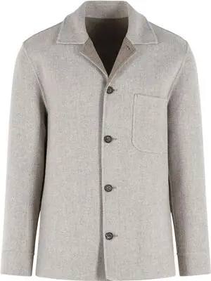 ELEVENTY Eleventy Green And Beige Wool And Cashmere Overshirt Men