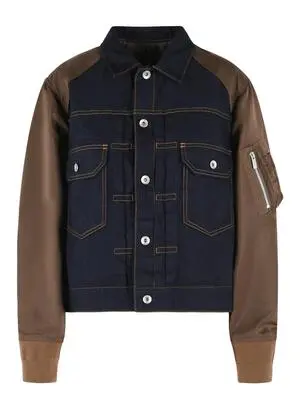 Sacai Paneled Jacket With Contrast Stitching - Blue