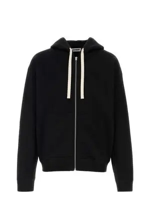JIL SANDER Cotton Full Zip Hoodie - Black