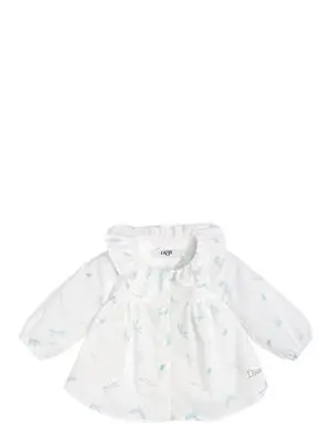 Dior Embroidered Baby Shirt With Ruffled Lapels - White