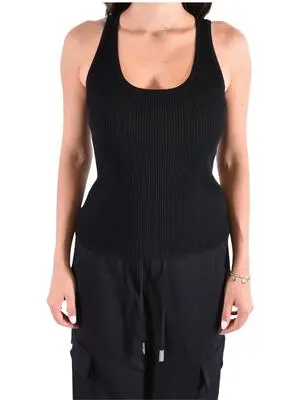Michael Kors Ribbed Scoop Neck Tank Top - Black