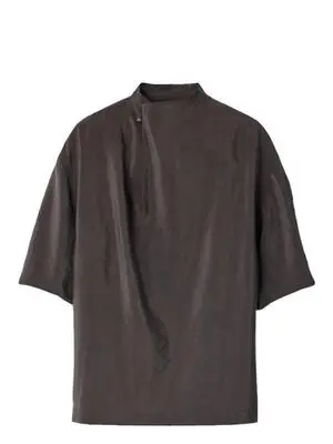 LEMAIRE Soft Collar Top In Dry Silk - Licorice Color