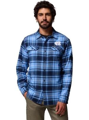 Columbia Carolina North Carolina Tar Heels Flare Gun Omni-wick Flannel Long Sleeve Button-up Shirt - Blue