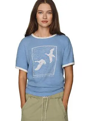 PILCRO Cotton Heritage Ringer T-shirt - Blue Pattern